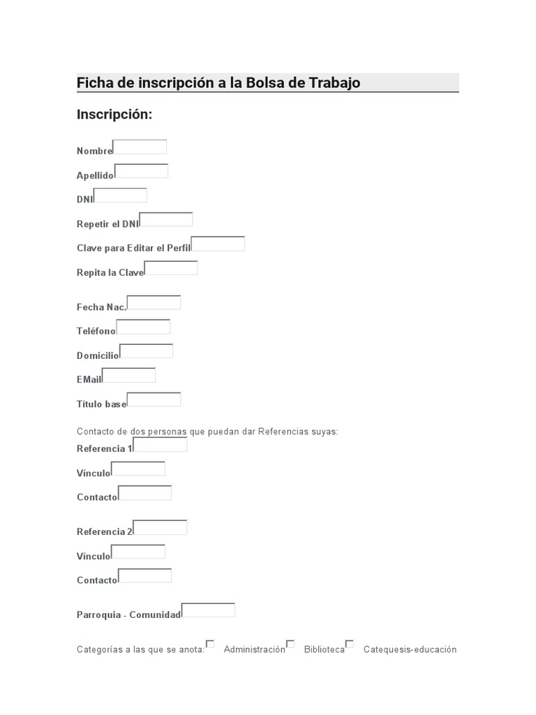 Ficha bolsa de trabajo JAEC | PDF