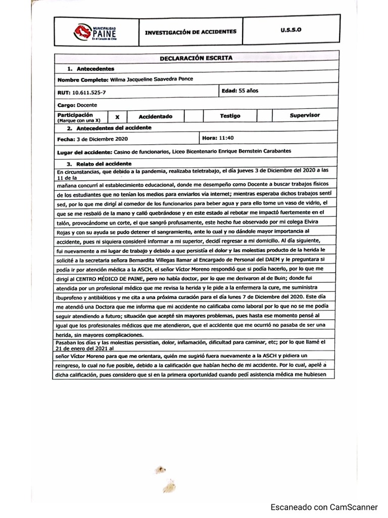 Declaración de Accidente PDF | PDF
