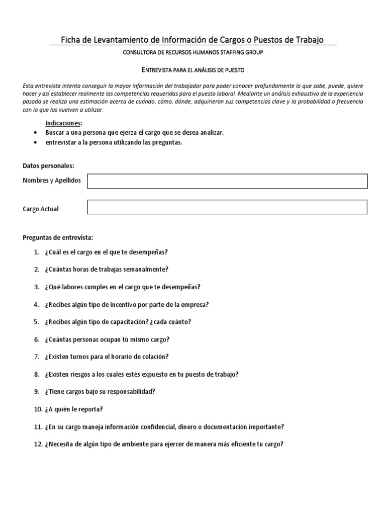 Ficha de Levantamiento de Información PDF | PDF