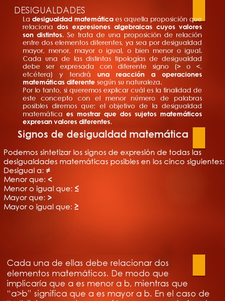 DESIGUALDADES Completo | PDF | Desigualdad (Matemáticas) | Matemáticas