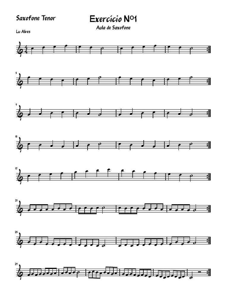 Exercicio nº1 - Aula de Sax Tenor Bb | PDF