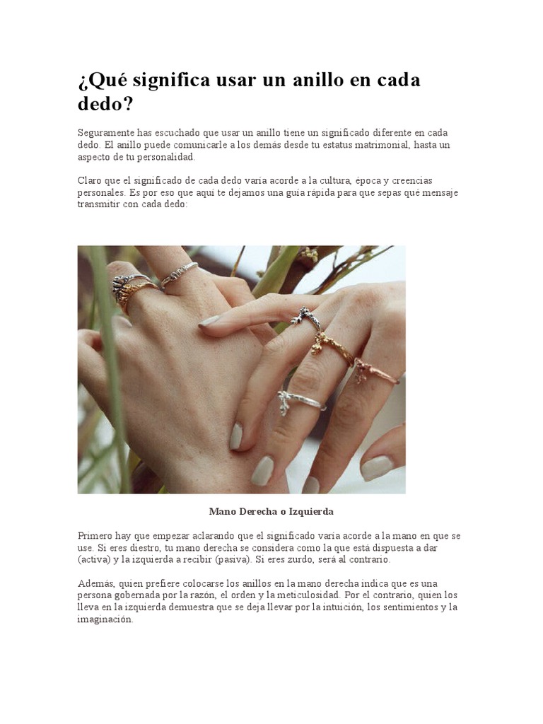 Qué Significa Usar Un Anillo en Cada Dedo | PDF | Mano