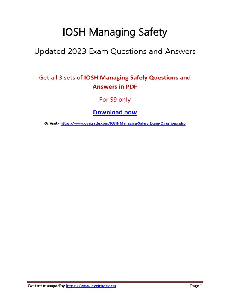 IOSH Managing Safely Questions and Answers Sample PDF | PDF | Risk | Risk Assessment