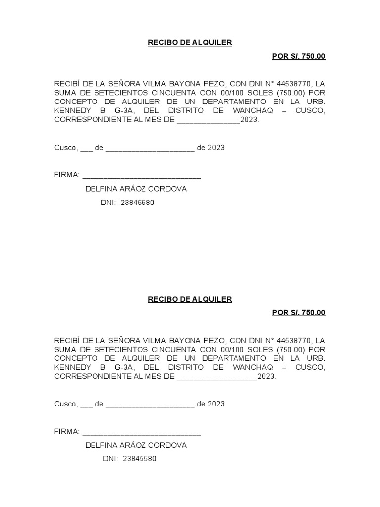 Recibo de Alquiler | PDF