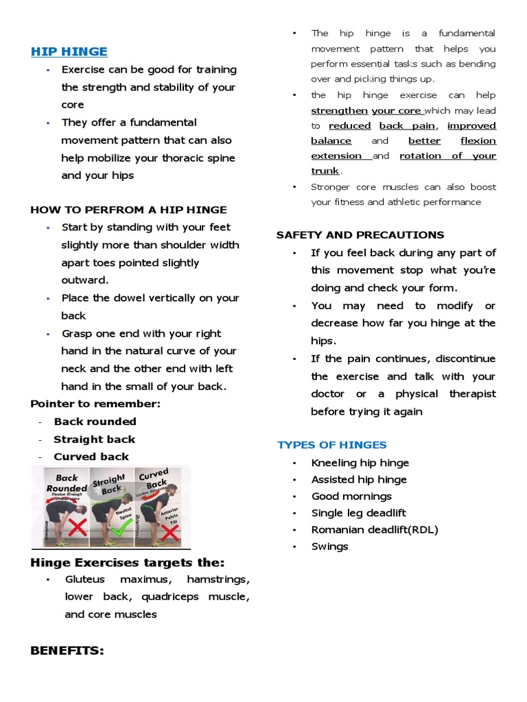 Hip Hinge Exercise Techniques | PDF | Hip | Musculoskeletal System