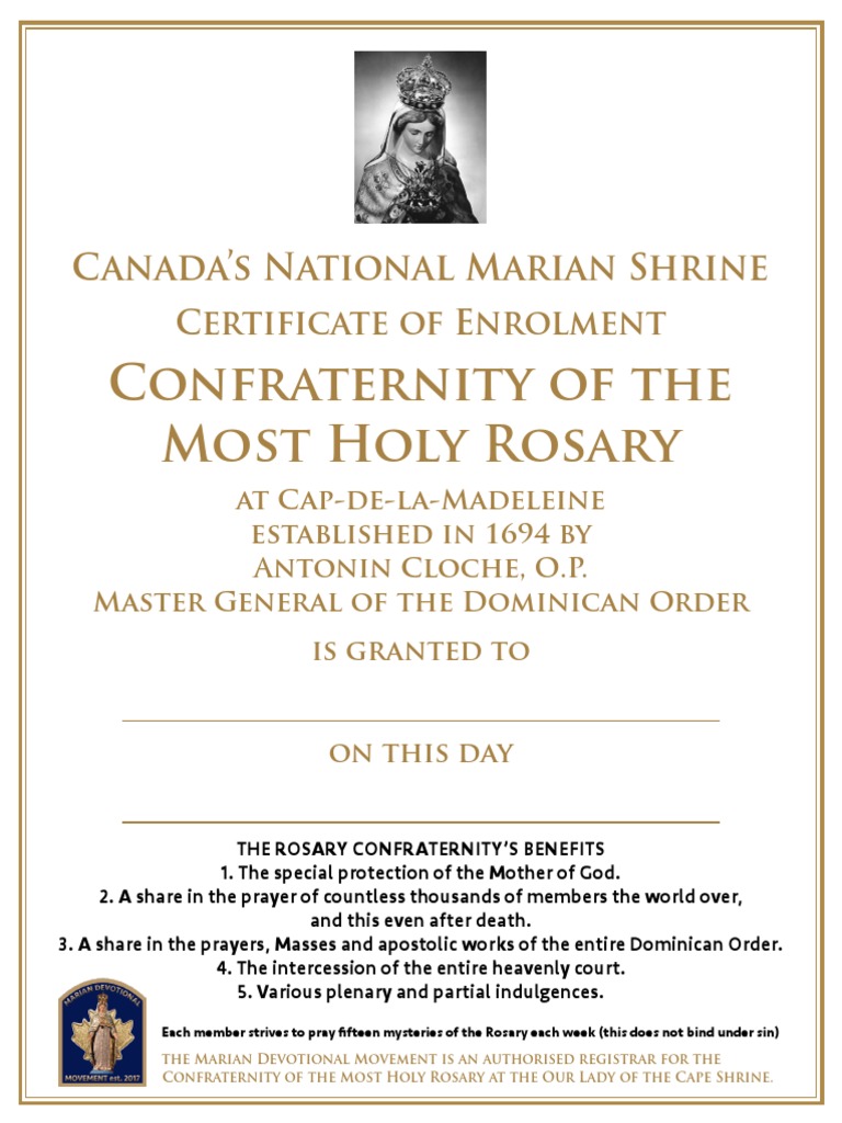 Cape - Rosary - Confraternity - Certificate 4 PDF | PDF