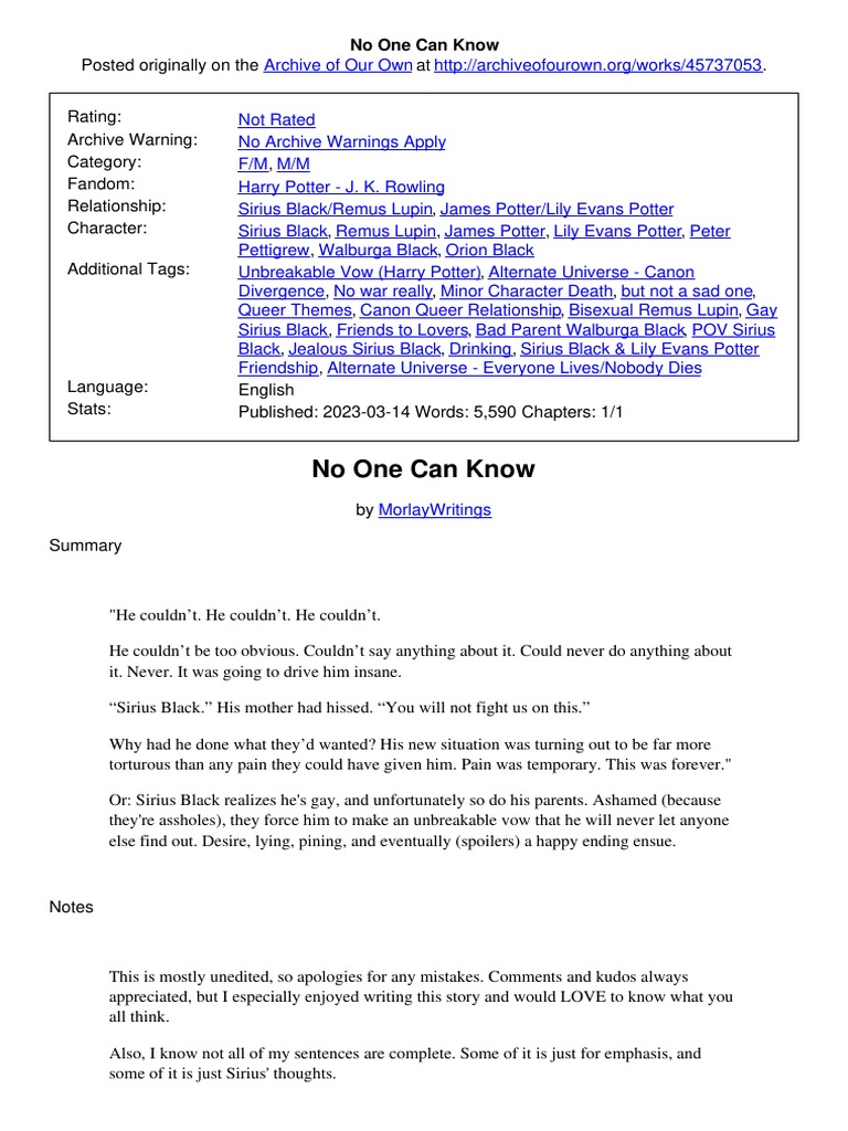 No One Can Know | PDF