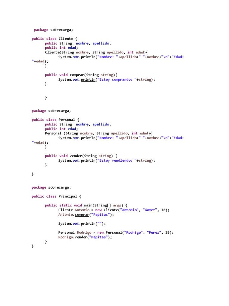 Ejemplo de Sobrecarga en Java | PDF | Informática