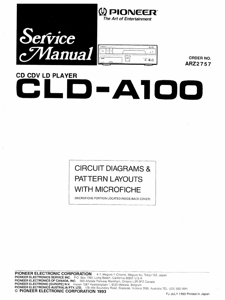 CLD-A100 Circuit Diagrams and Pattern Layouts - ARZ2757 | PDF