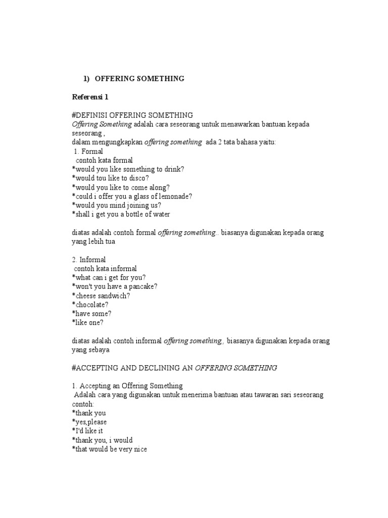 Offering Something | PDF | Indonesian Language | Linguistics