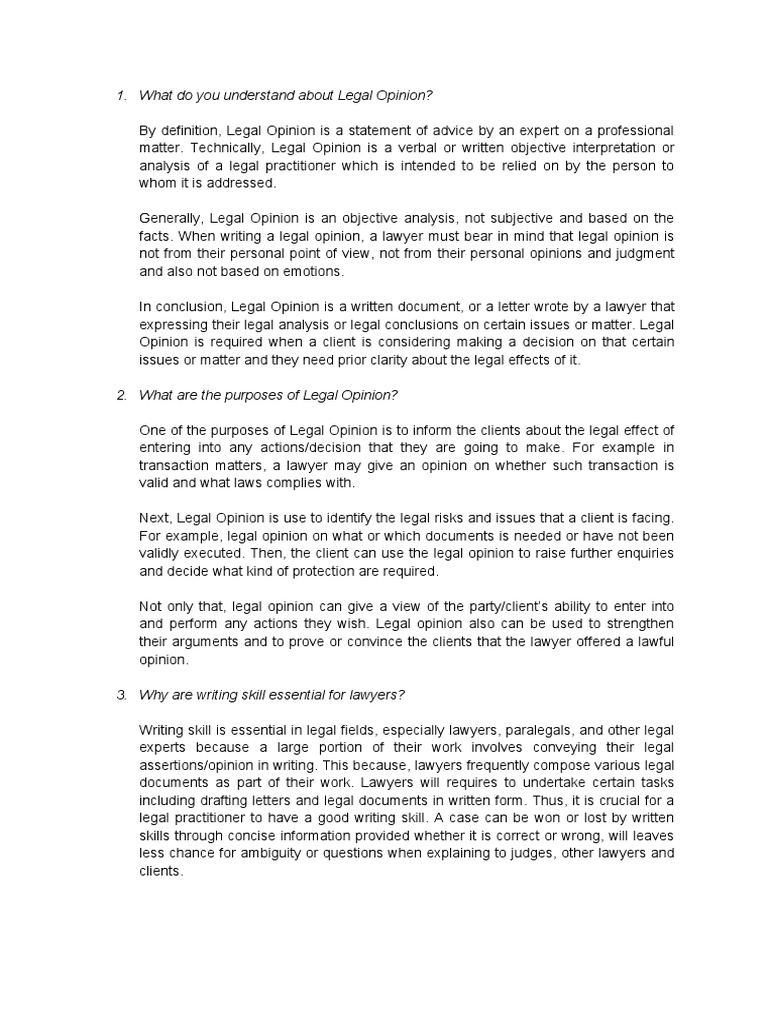 Legal Opinion | PDF | Lawyer | Opinion