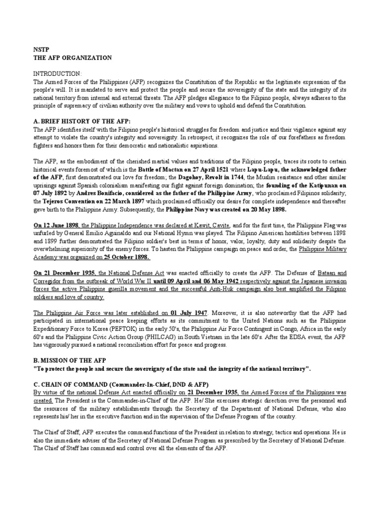 NSTP Afp Org | PDF | Philippines | Military