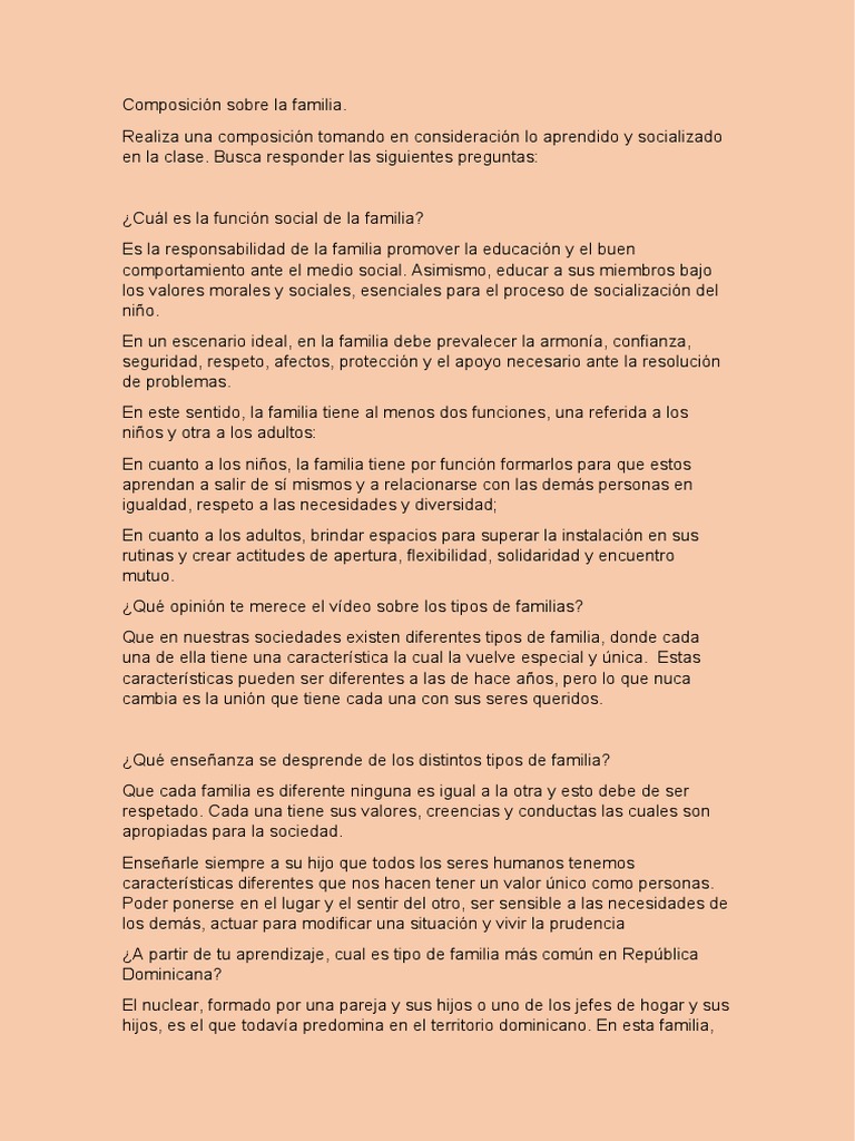Composición Sobre La Familia | PDF | Familia | Adultos
