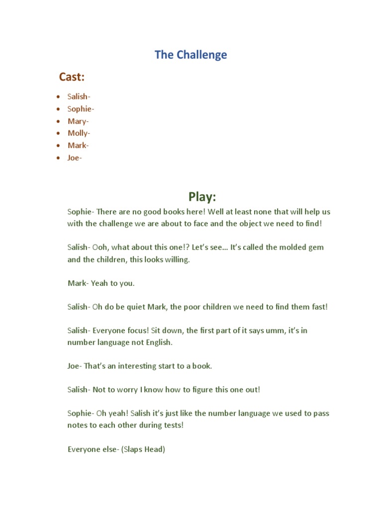 The Challenge Script Pdf