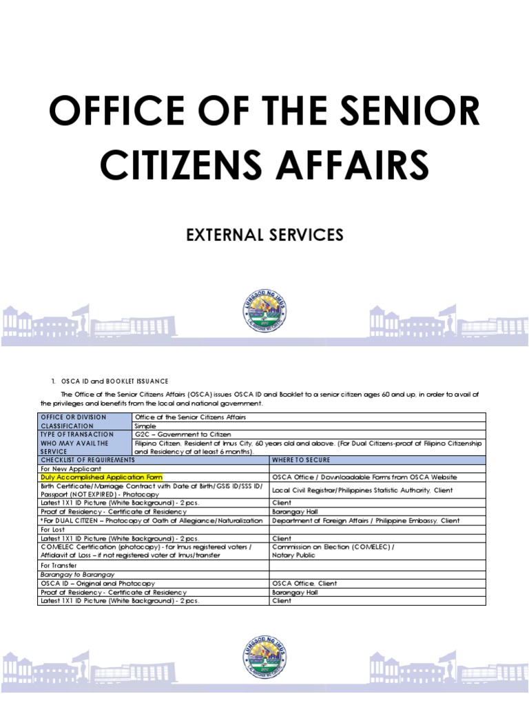 Office of The Senior Citizens Affairs (Osca) | PDF | Birth Certificate | Government