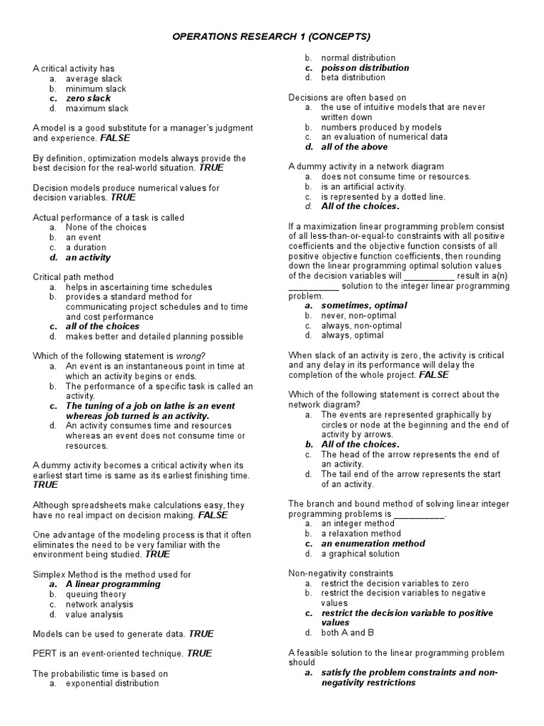 Ie151-2x Or1 Concept | PDF | Linear Programming | Mathematical Optimization