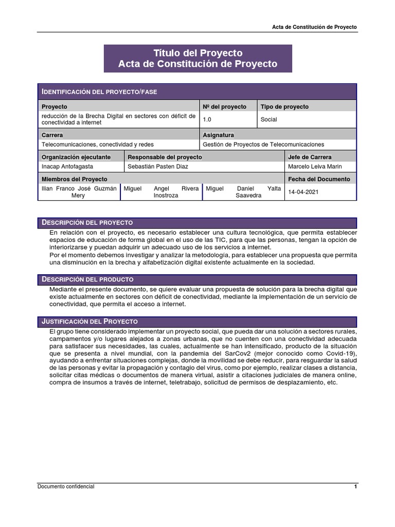 Acta de Proyecto 3.0 | PDF | Internet