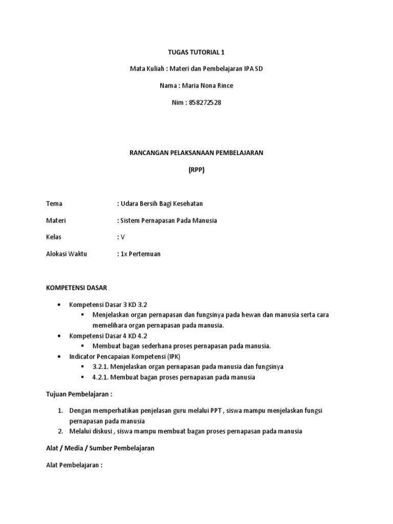 Tugas Tutorial 1 Materi Dan Pembelajaran Ipa SD PDF | PDF
