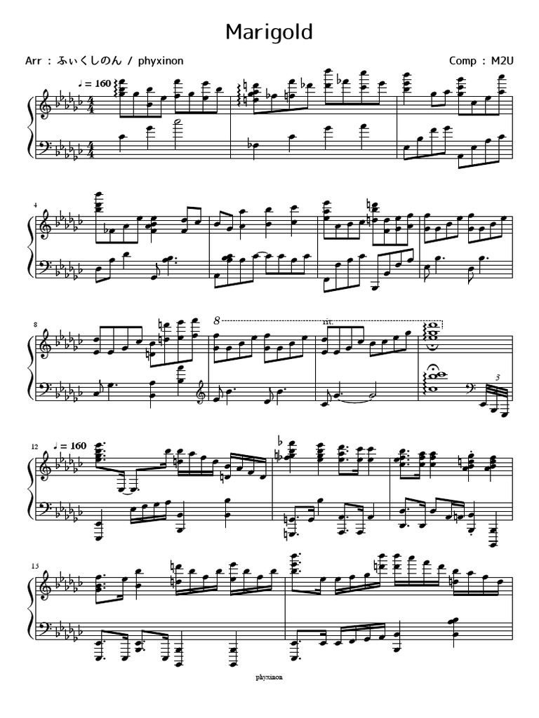 M2U Marigold Piano Sheet Music | PDF