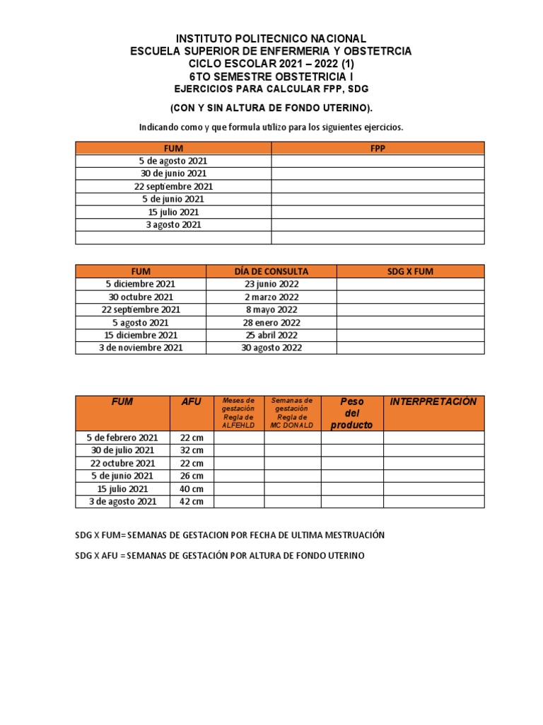 Ejercicios para Calcular FPP y SDG | PDF