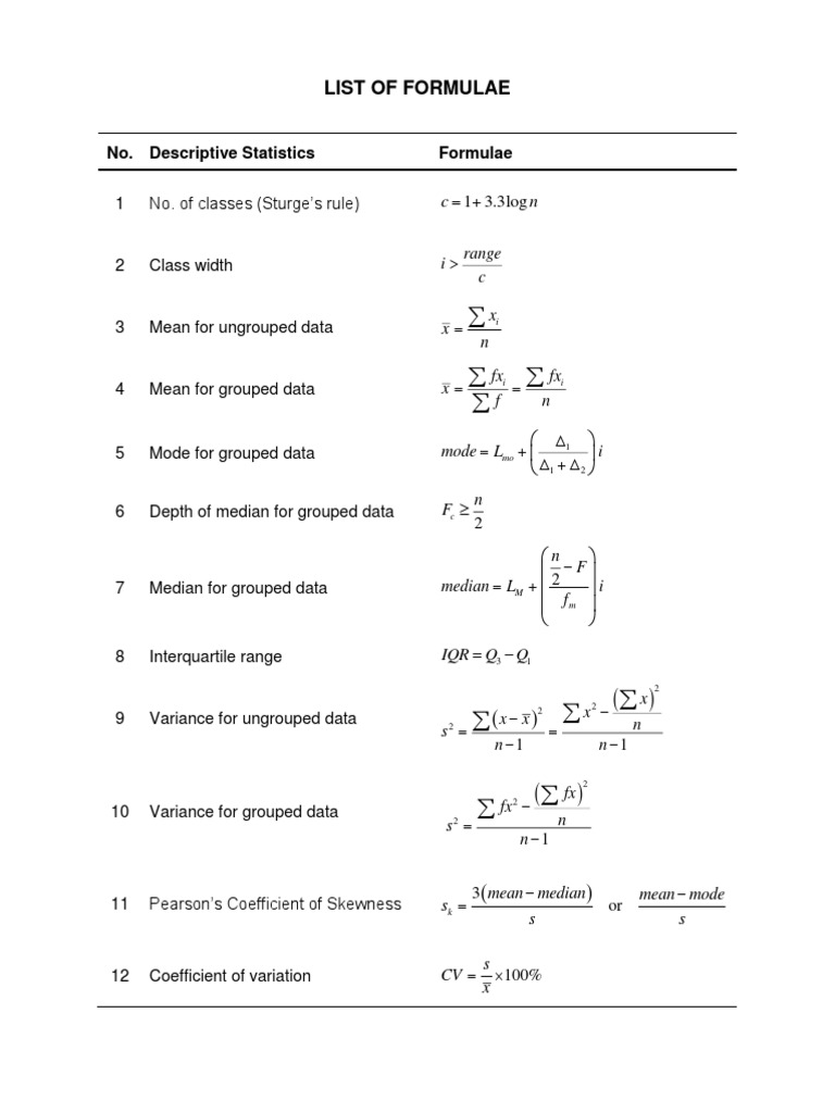 List of Formulae PDF | Download Free PDF | Probability Distribution ...