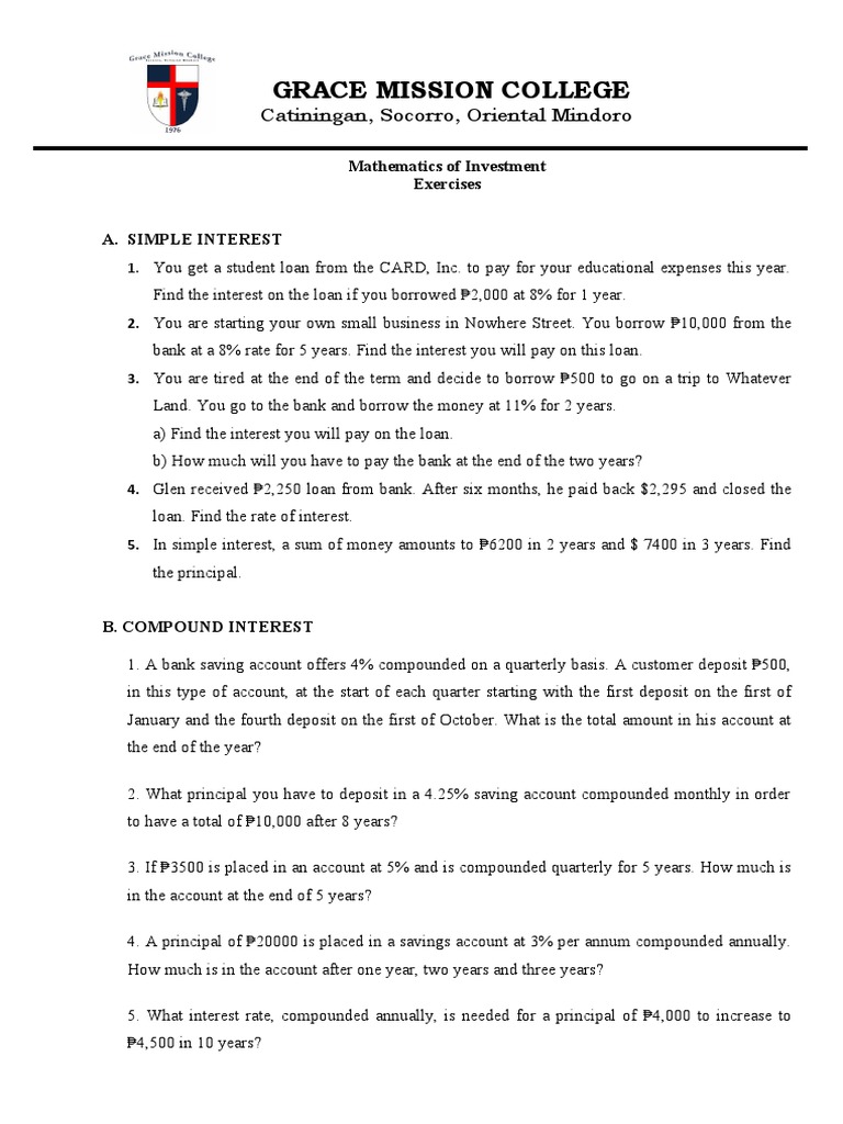 Mathematics of Investment Module 3 (Additional Activities) | PDF