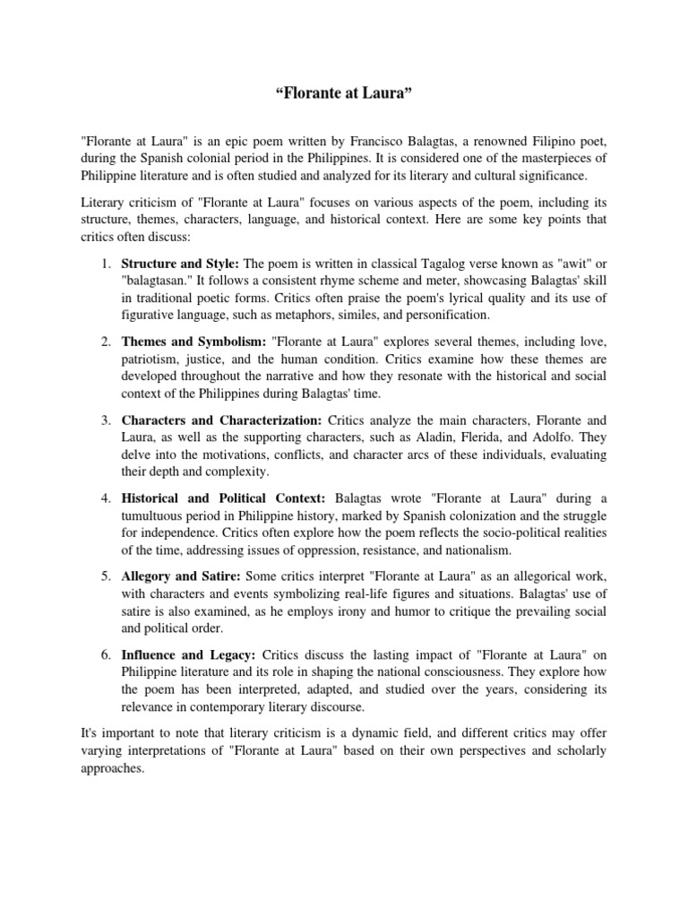 Florante at Laura | PDF | Poetry | Allegory