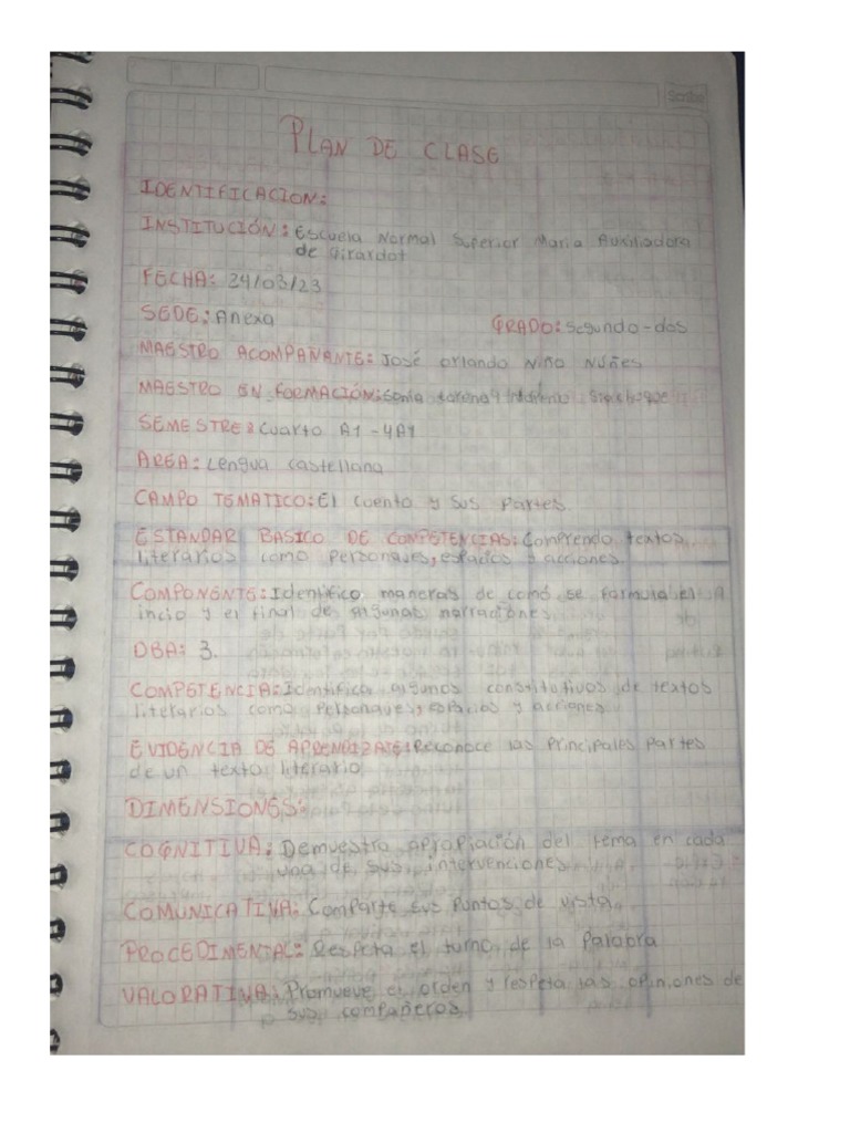 Plan de Clase El Cuento | PDF