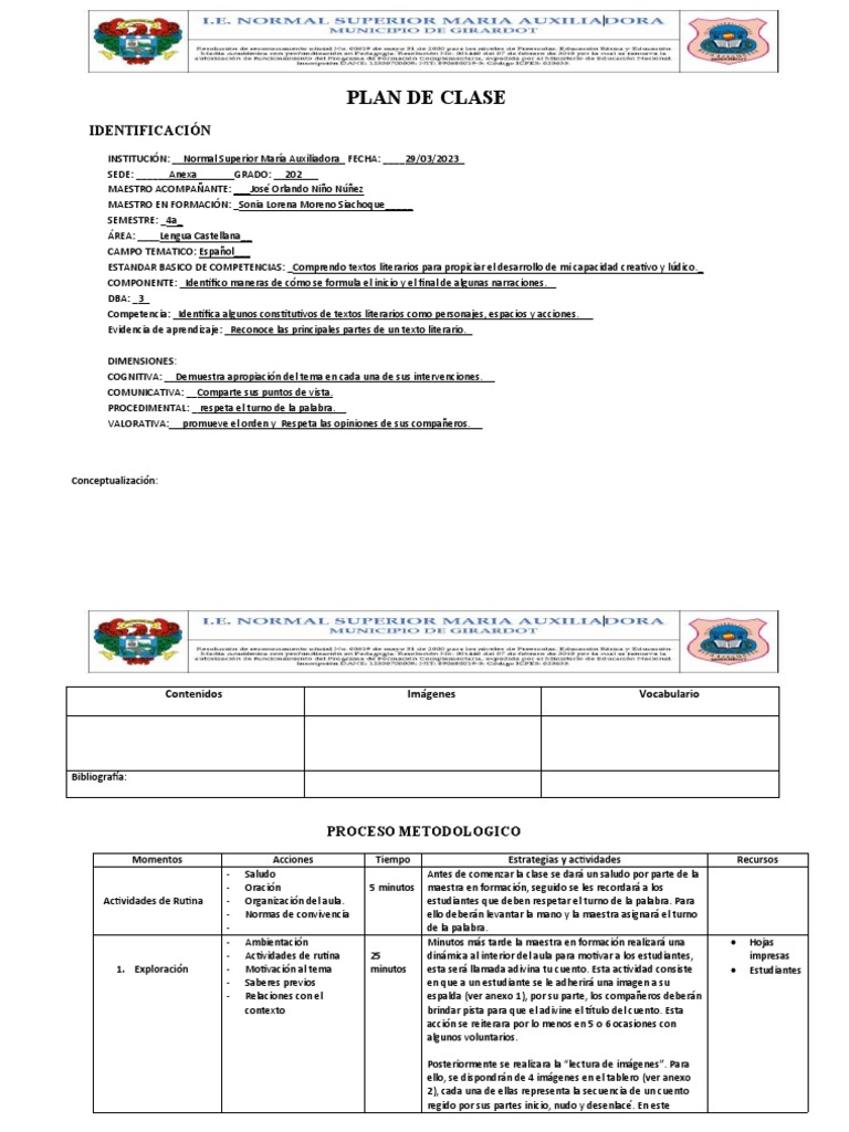 Planificación de una clase sobre los elementos estructurales de los cuentos literarios | PDF ...