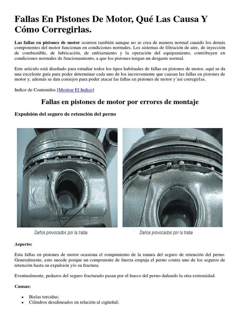 Fallas en Pistones de Motor | PDF | Pistón | Inyección de combustible