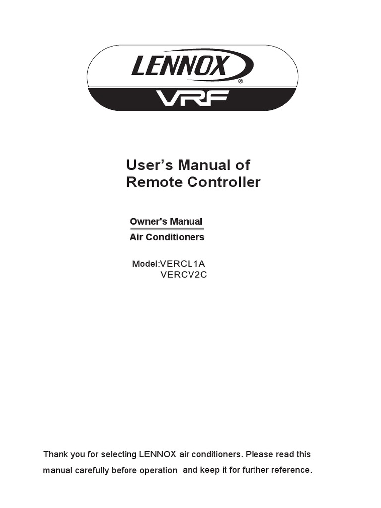 Lennox AC Remote Controller Manual | PDF | Manufactured Goods