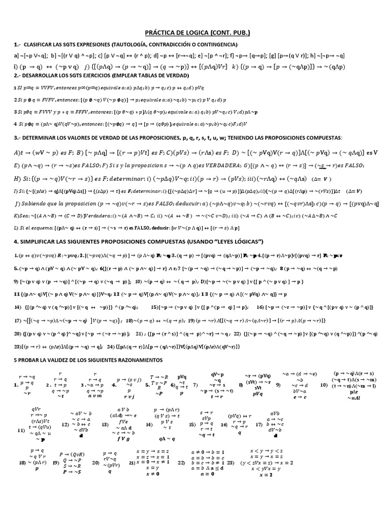 Algebra Practica de Logina Fce Umss | PDF