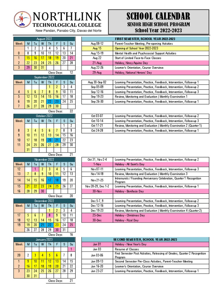 School Calendar 2022 2023 SHS | PDF