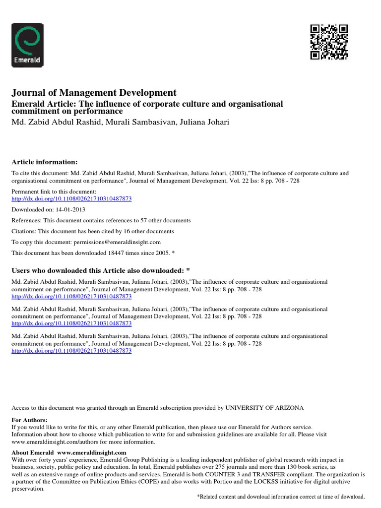 Corporate Culture's Impact on Performance | PDF | Organizational Culture | Business