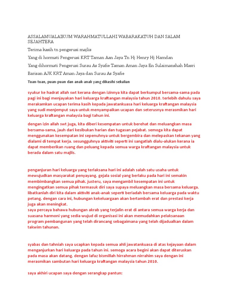 Teks Ucapan KRT | PDF