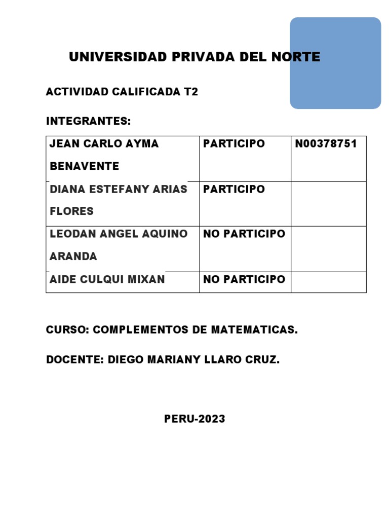 T2 Matematicas | PDF
