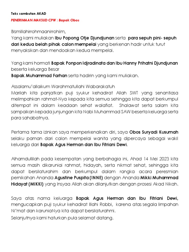 TEKS PENERIMAAN MAKSUD AKAD INNE & MIKKI-1 Rev.00-1 | PDF
