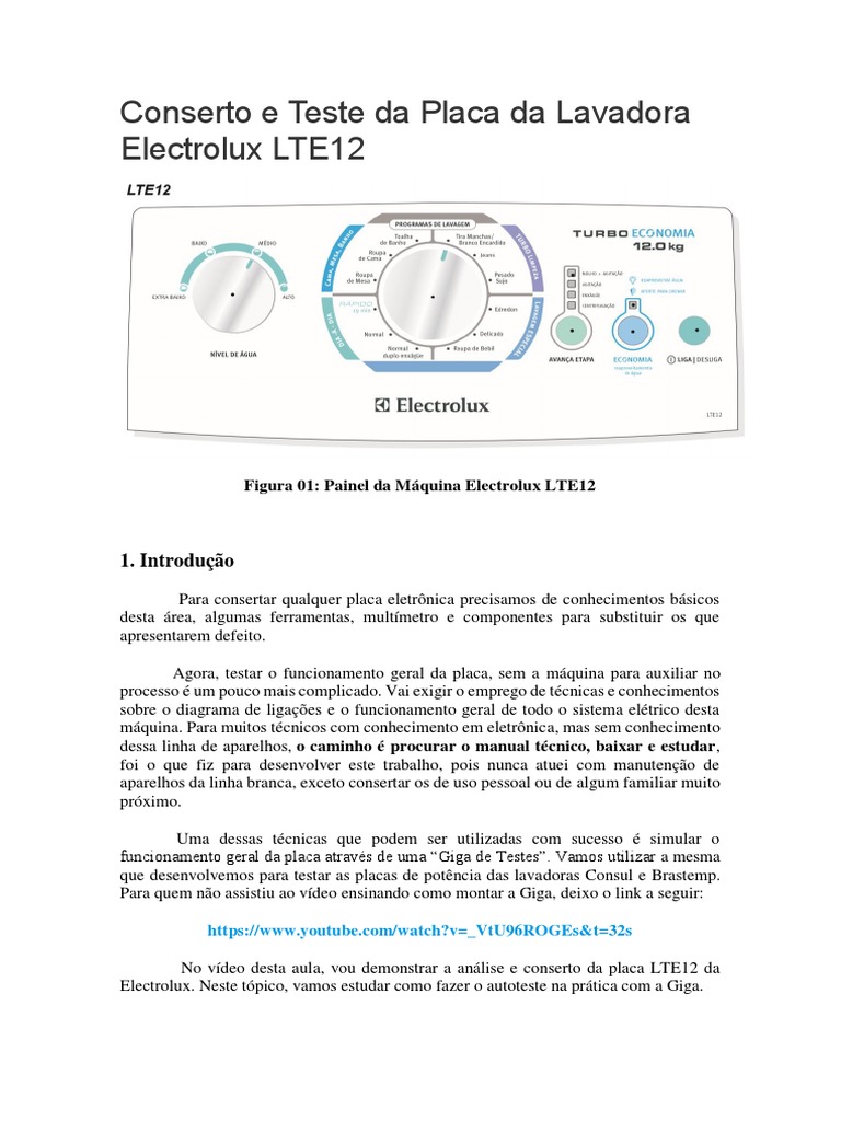 Conserto e Teste Da Placa Da Lavadora Electrolux LTE12-1 | PDF | Rede ...