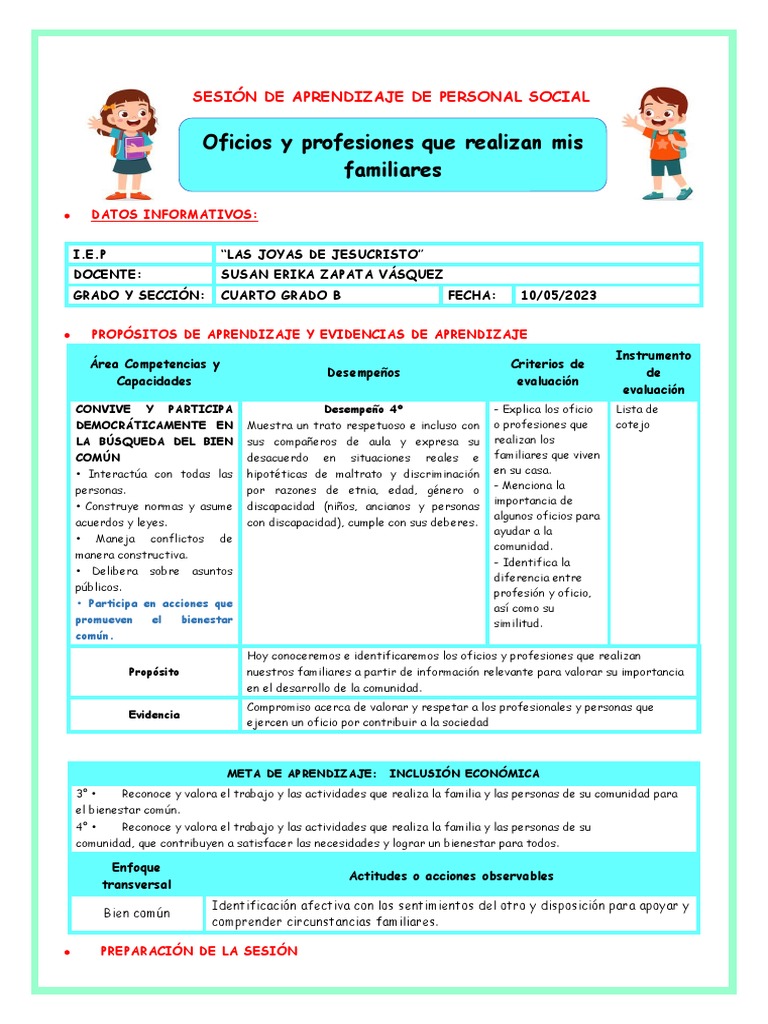 Sesión de Personal Social - 10 Demayo | PDF | Evaluación | Aprendizaje Sesión de Personal Social - 10 Demayo | PDF | Evaluación | Aprendizaje