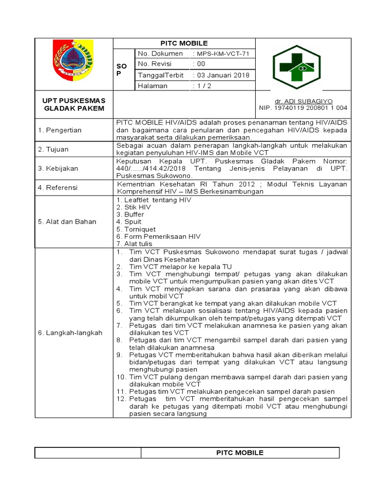 Sop Baru PKM Sukowono | PDF