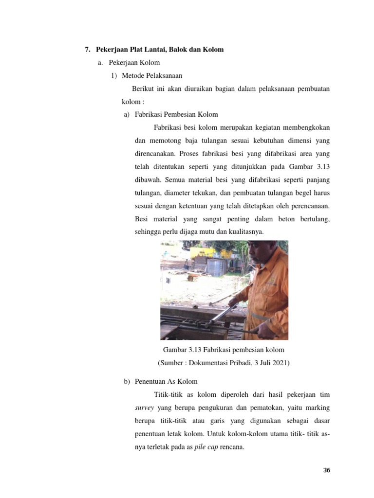 Pekerjaan Plat Lantai, Balok Dan Kolom: Survey Yang Berupa Pengukuran ...