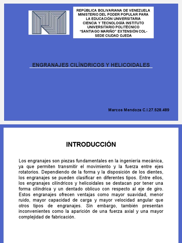 Engranajes Cilíndricos y Helicoidales (1° Corte 20%) | PDF