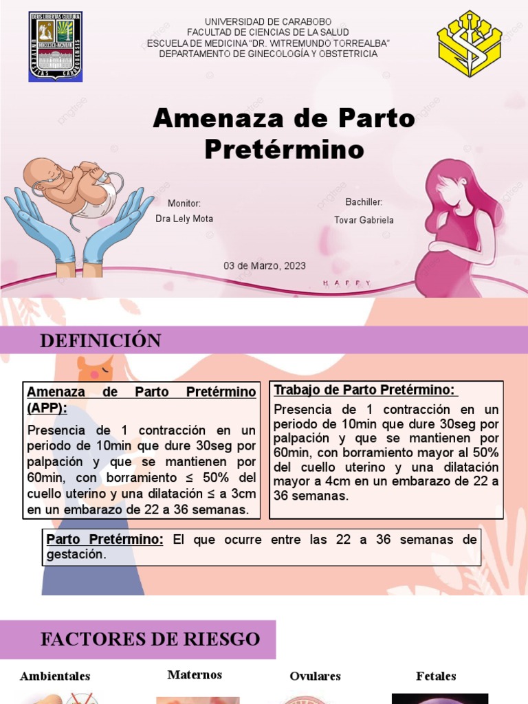 Amenaza de Parto Pretérmino | PDF | Parto prematuro | Parto