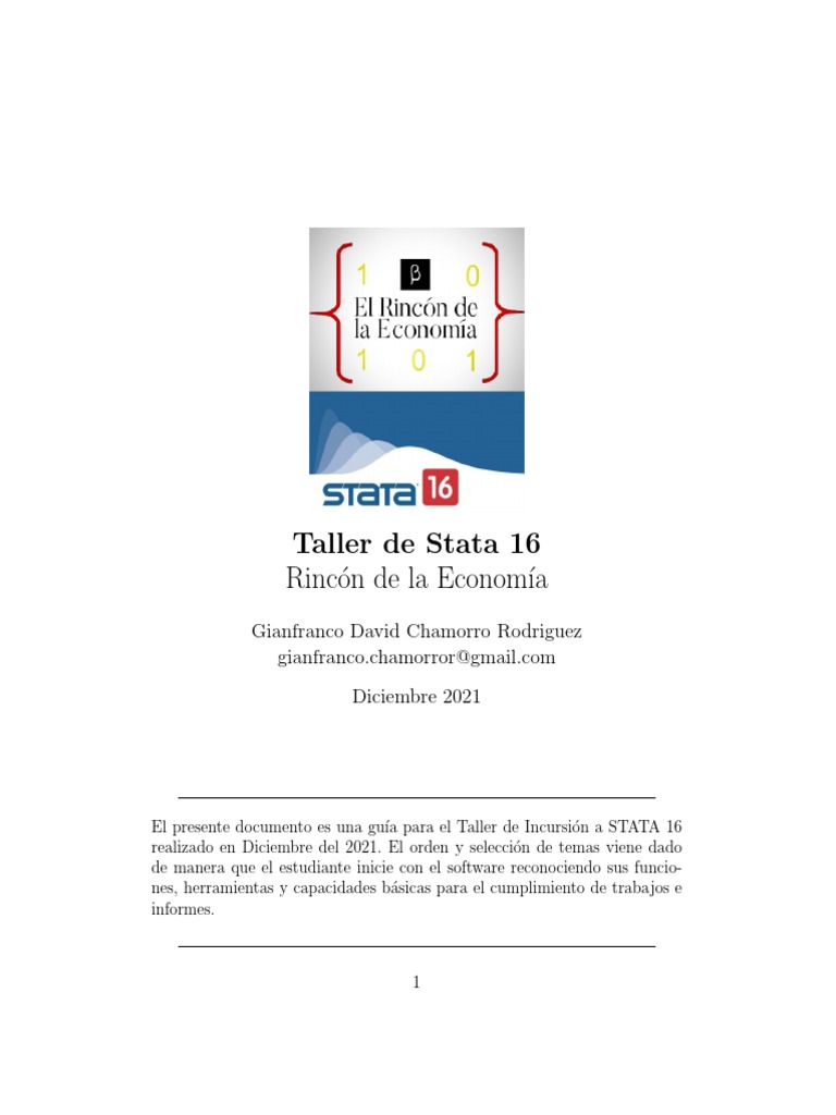 Taller de Stata 16 Introduccion PDF | PDF | Gráfico de dispersión | Software