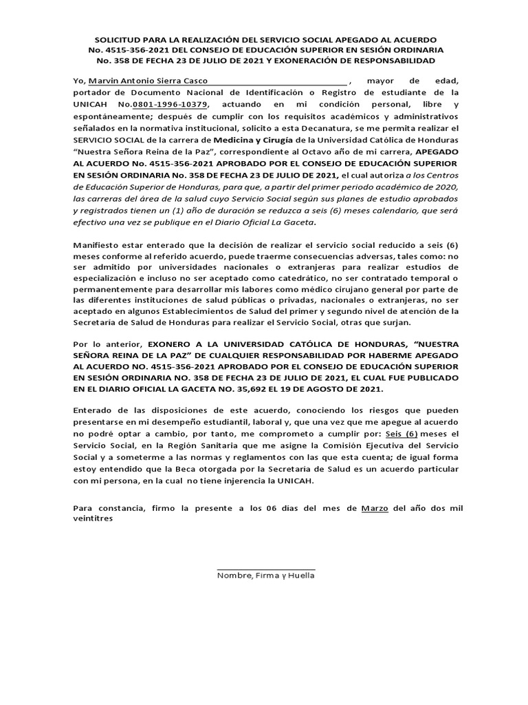 Exoneración de Responsabilidad-Med-130921 | PDF | Trabajo Social ...