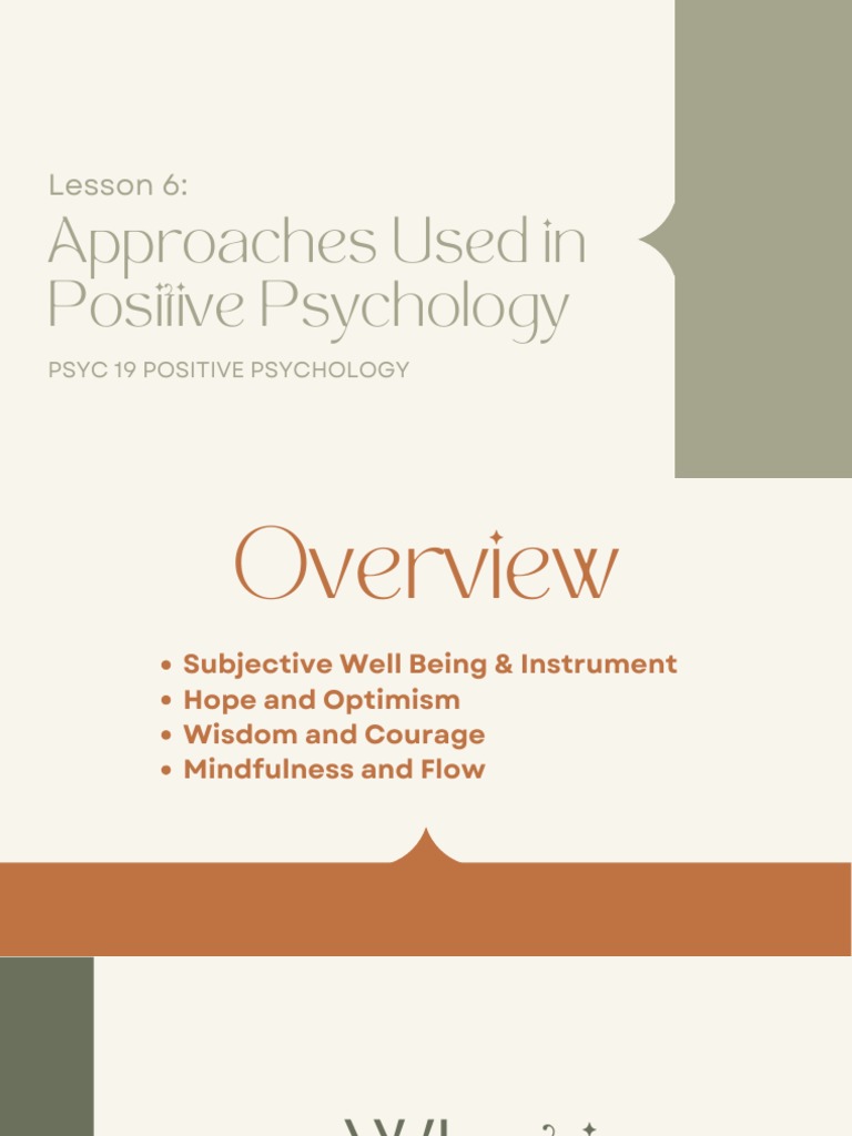 Five Approaches to Positive Psychology: A Review of Subjective Well ... Five Approaches to Positive Psychology: A Review of Subjective Well ...