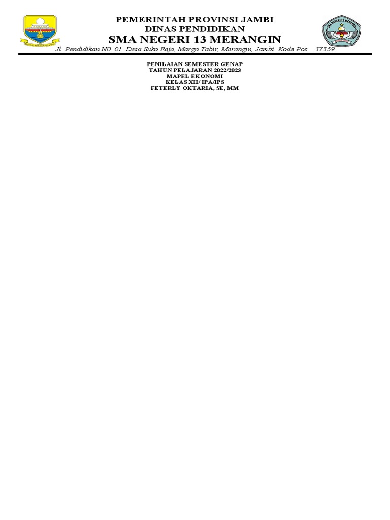 Ujian Semester Genap Eko Xii 2023 | PDF | Bisnis