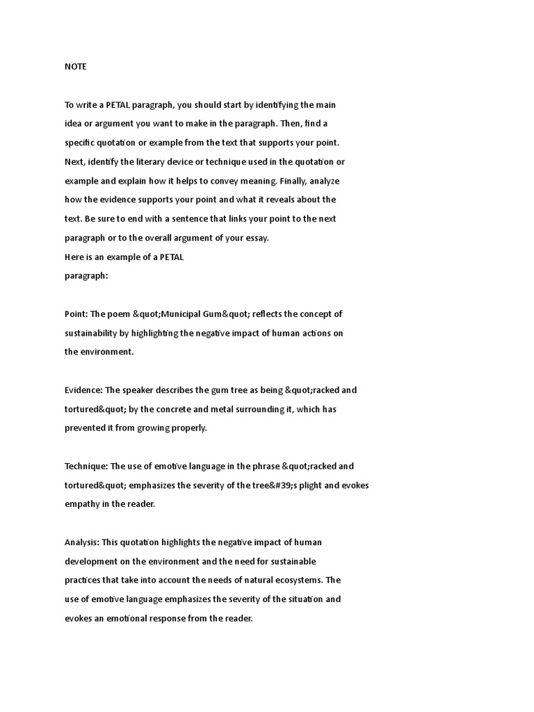 PETAL Paragraphs 1 | PDF | Language Arts & Discipline | General Fiction