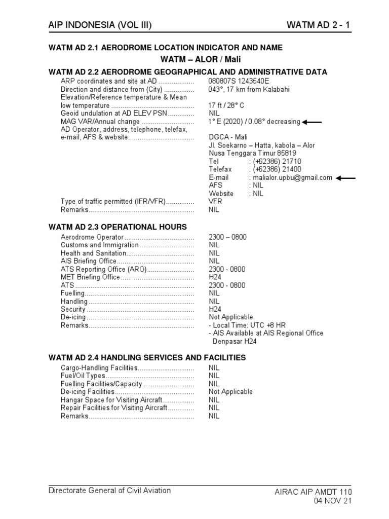 1725-WATM AD 2.1 To AD 2.24 AIRAC AIP AMDT 124 01 DEC 22 PDF | PDF | Business | Science ...