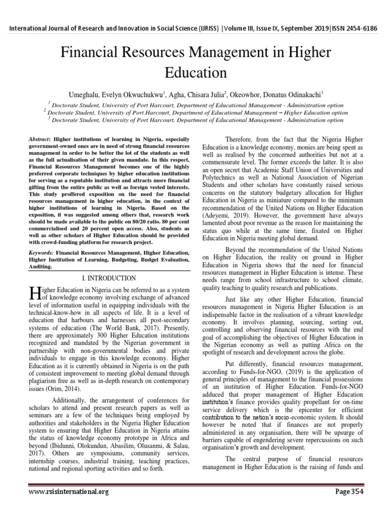 Financial Management in Nigerian Higher Education | PDF | Audit | Business